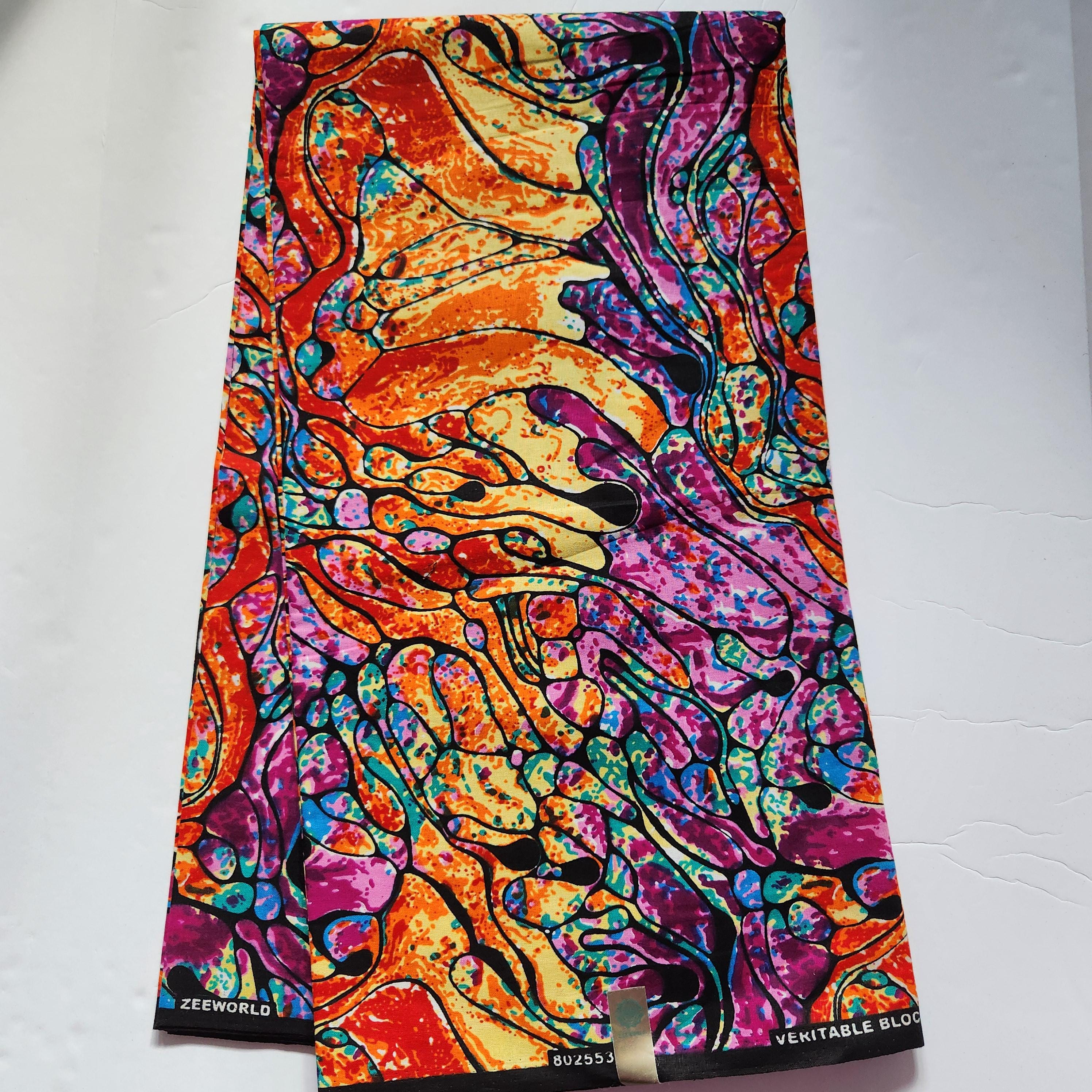 Orange and Purple African Print Fabric, Ankara Fabric, African Fabric ...