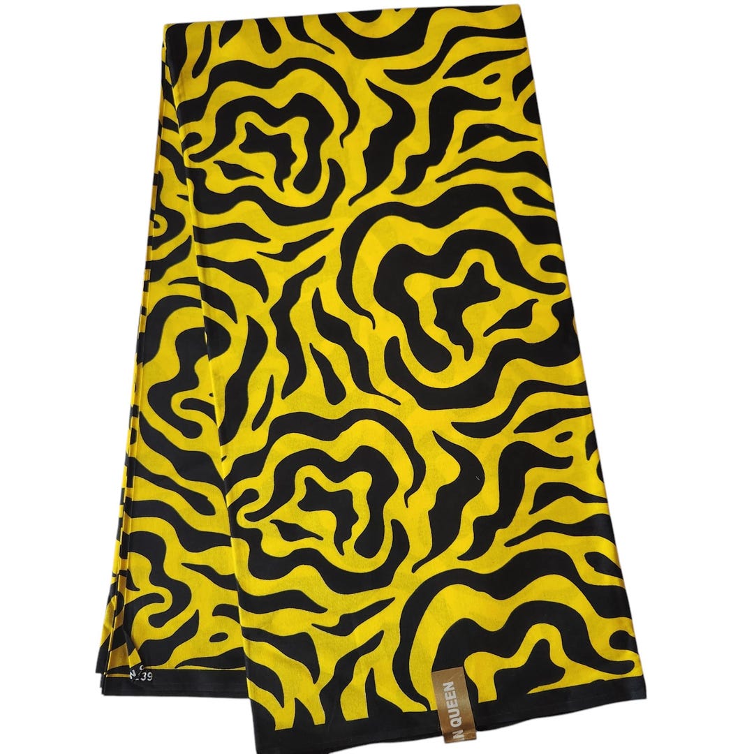 Yellow and Black African Ankara Fabric, African Fabric by the Yard ...