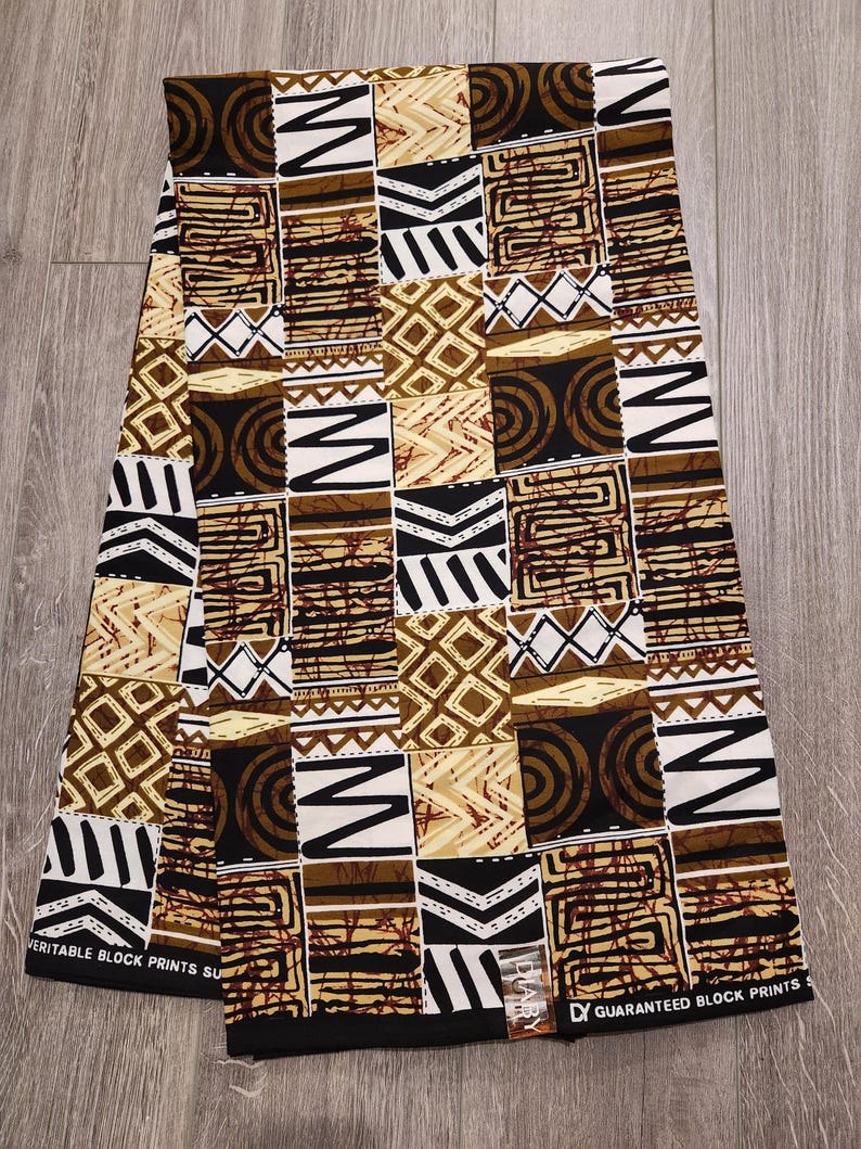 Brown Tribal African Ankara Print Fabric, African Fabric by the Yard ...