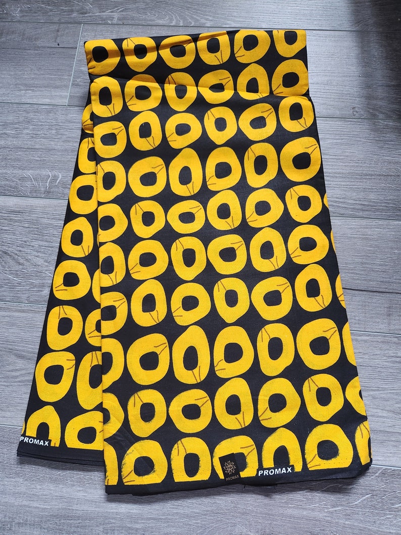 Yellow and Black African Ankara Fabric, African Fabric by the Yard ...