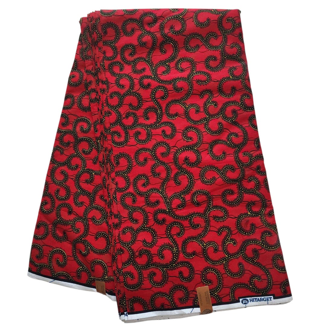 Roter und schwarzer Swirl African Print Fabric, Ankara-Stoff, Ankara ...