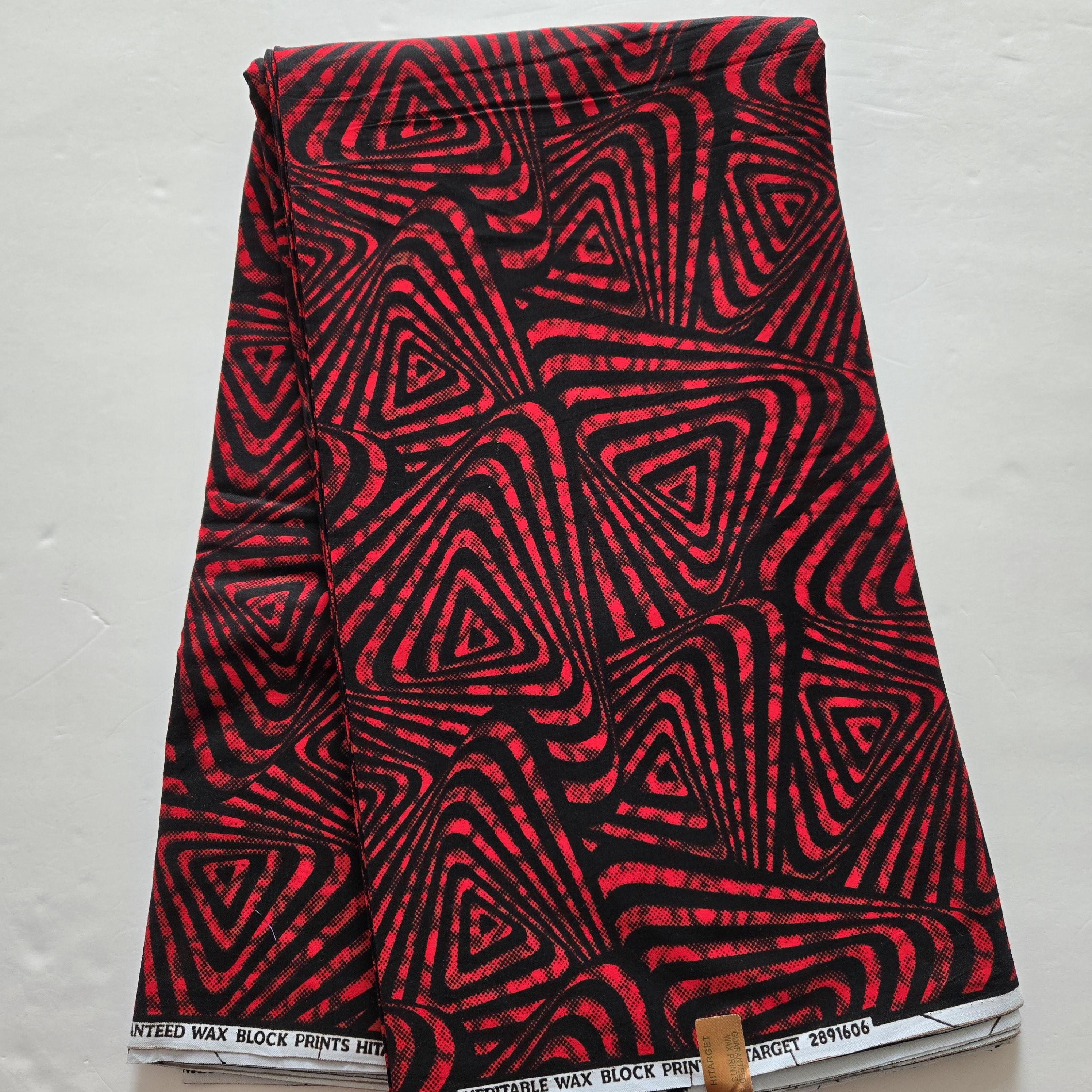 Red and Black African Ankara Fabric, African Fabric by the Yard ...