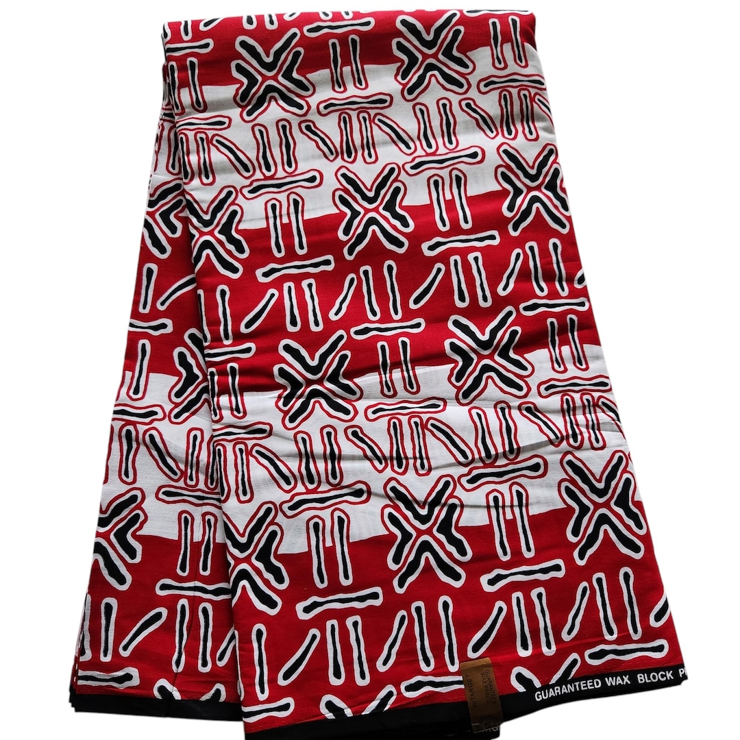 Red and White Tribal African Print Fabric, Red and White Ankara Fabric ...