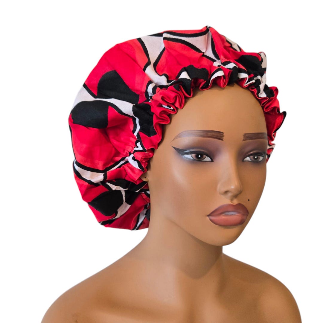 Ankara Satin-lined Bonnet, African Fabric Satin-lined Bonnet, Satin Cap ...
