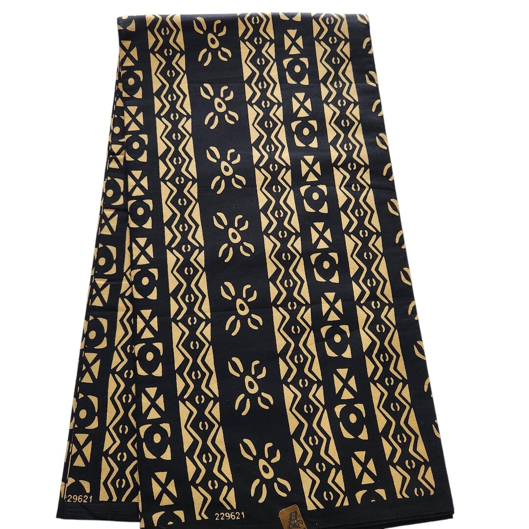 Black and Beige African Ankara Fabric, African Fabric by the Yard ...