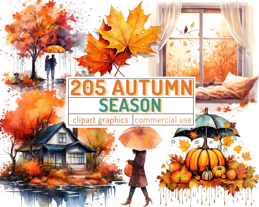 Fall Clipart, Fall Landscapes, Fall Watercolor Art, Autumn Watercolor ...