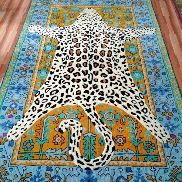 White Tiger Leopard Rug - Etsy