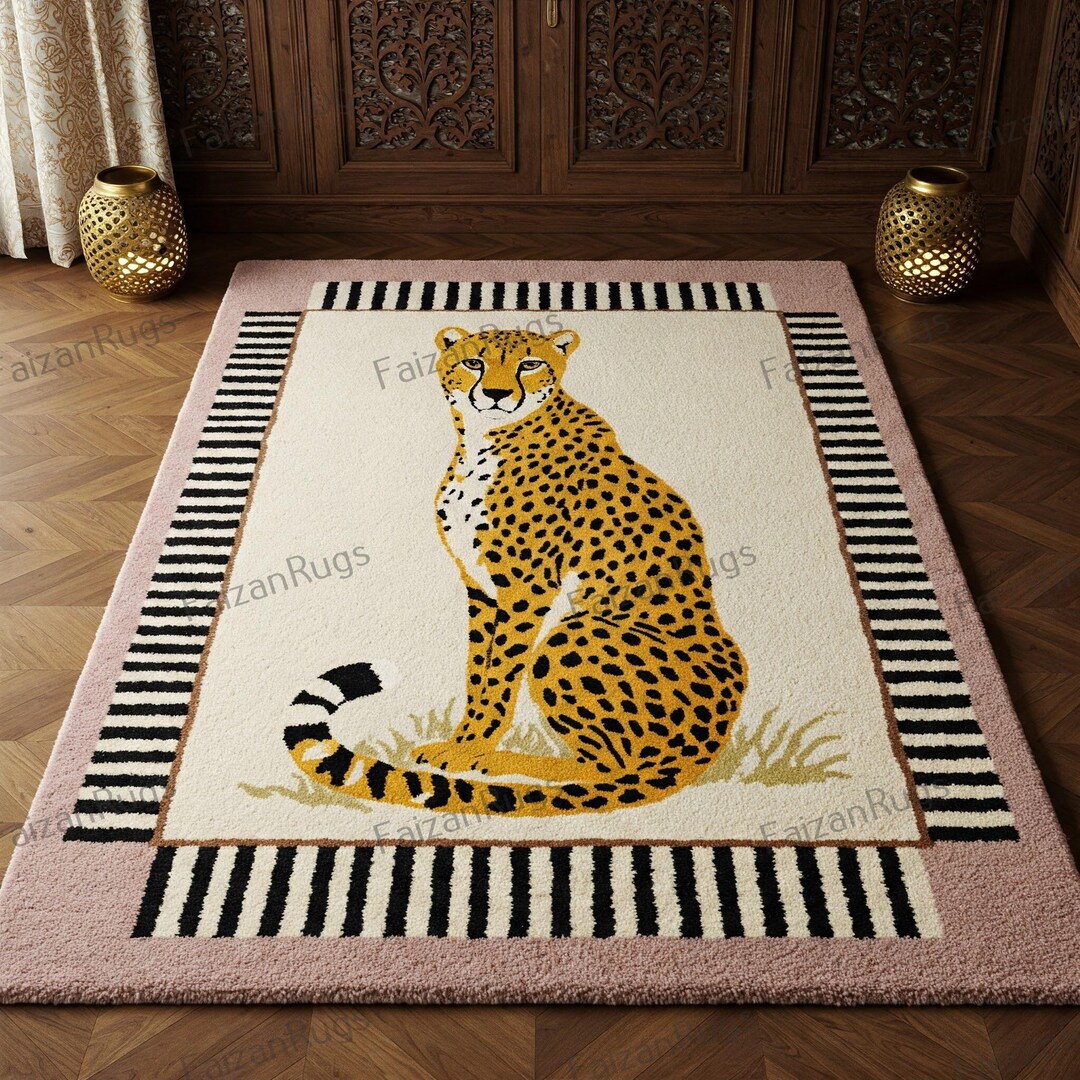 8x10 Cheetah Rug, Modern Hand Tufted Rug, Handmade, Wool Rug, Rugs for ...