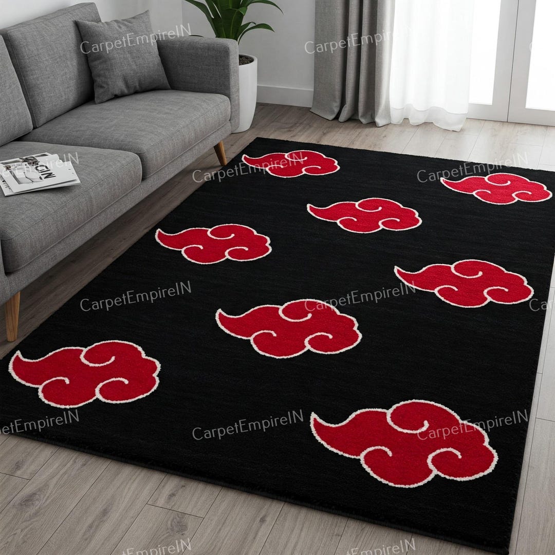 Akatski Rug, Red Cloud Anime Rug–naruto Decor, Home Decor,multi Size ...