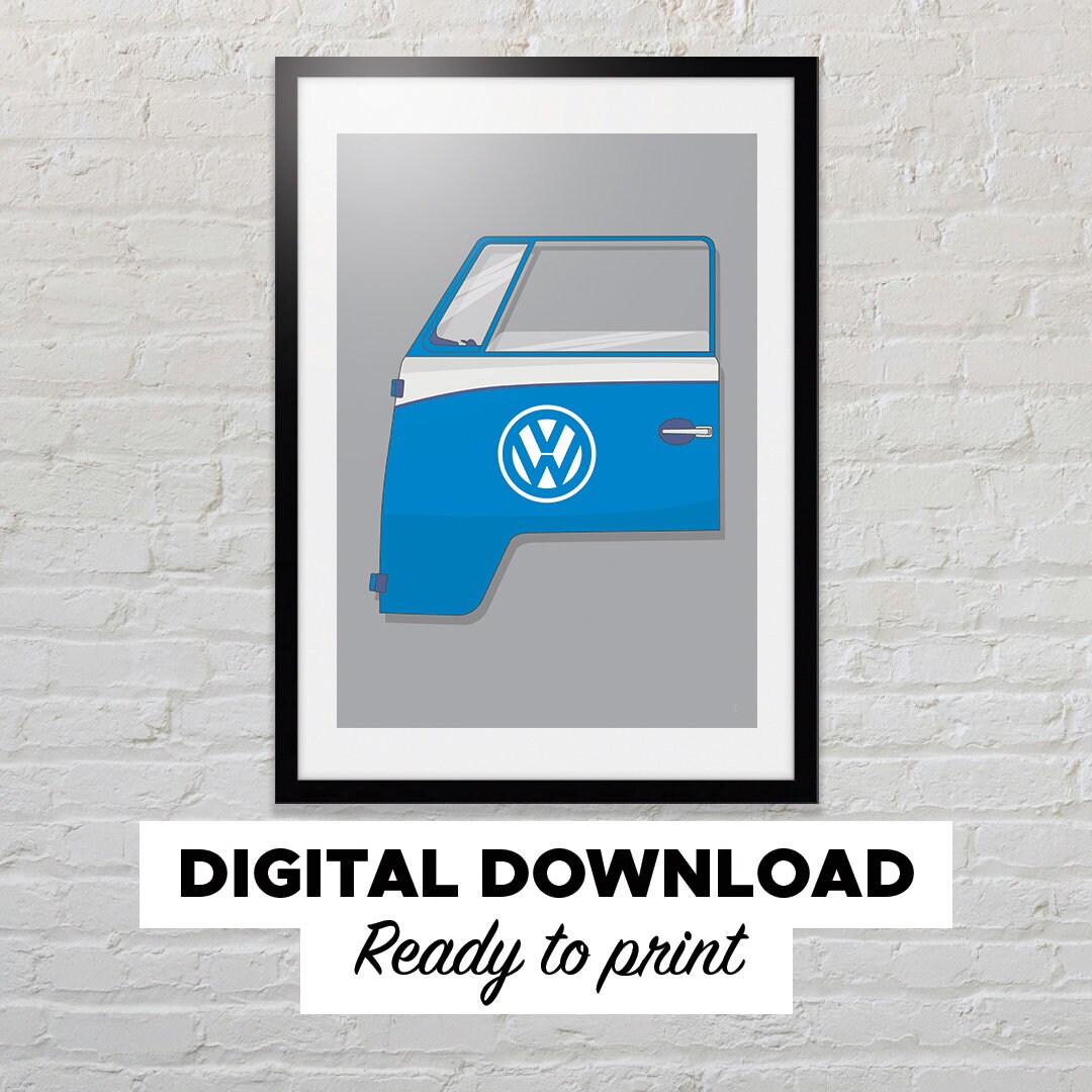 Volkswagen Kombi Door Digital Download Illustration BLUE - Etsy