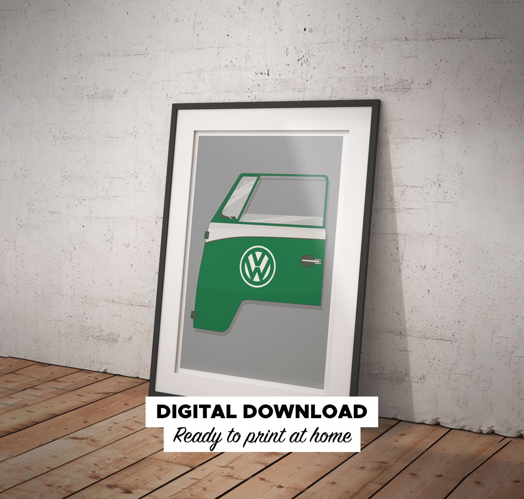 Volkswagen Kombi Door Digital Download Illustration GREEN - Etsy