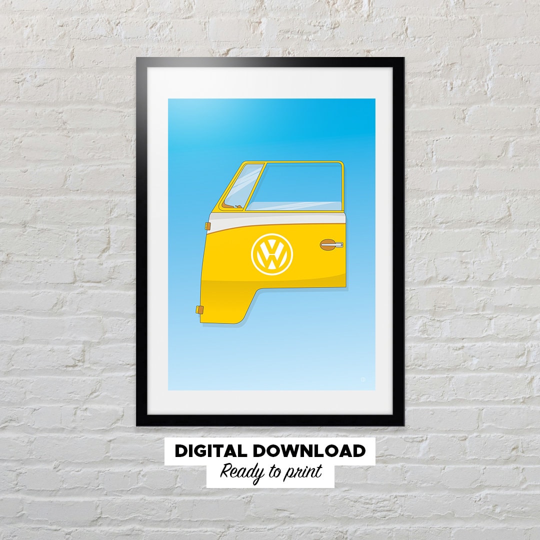 Volkswagen Kombi Door Digital Download Illustration (YELLOW). - Etsy