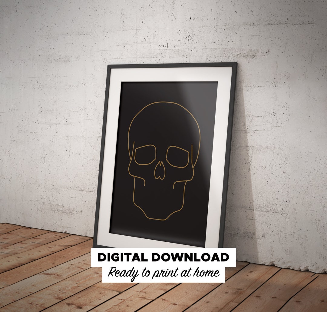 Line Art Illustration of a Skull - Etsy