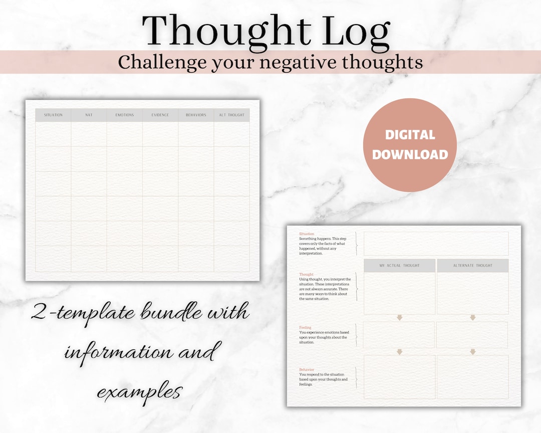 Challenge Negative Thought Patterns, Therapy Worksheets, Fillable ...