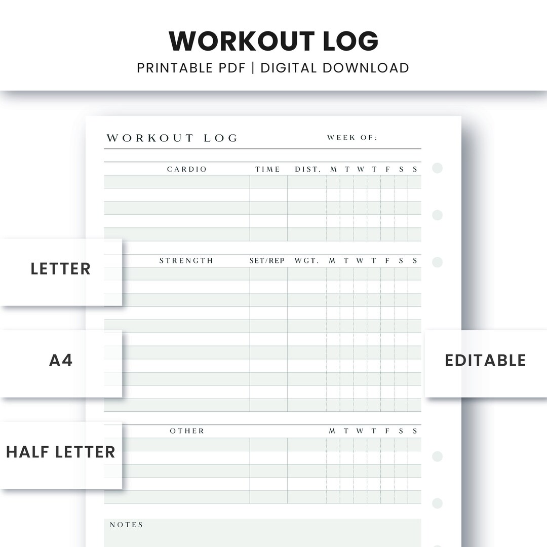 Workout Planner Printable, Weight Loss Tracker, Workout Template ...