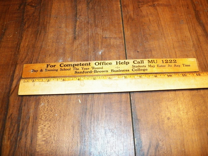 Vintage Wood Advertising 12" Ruler SANFORD BROWN "college of Business ...