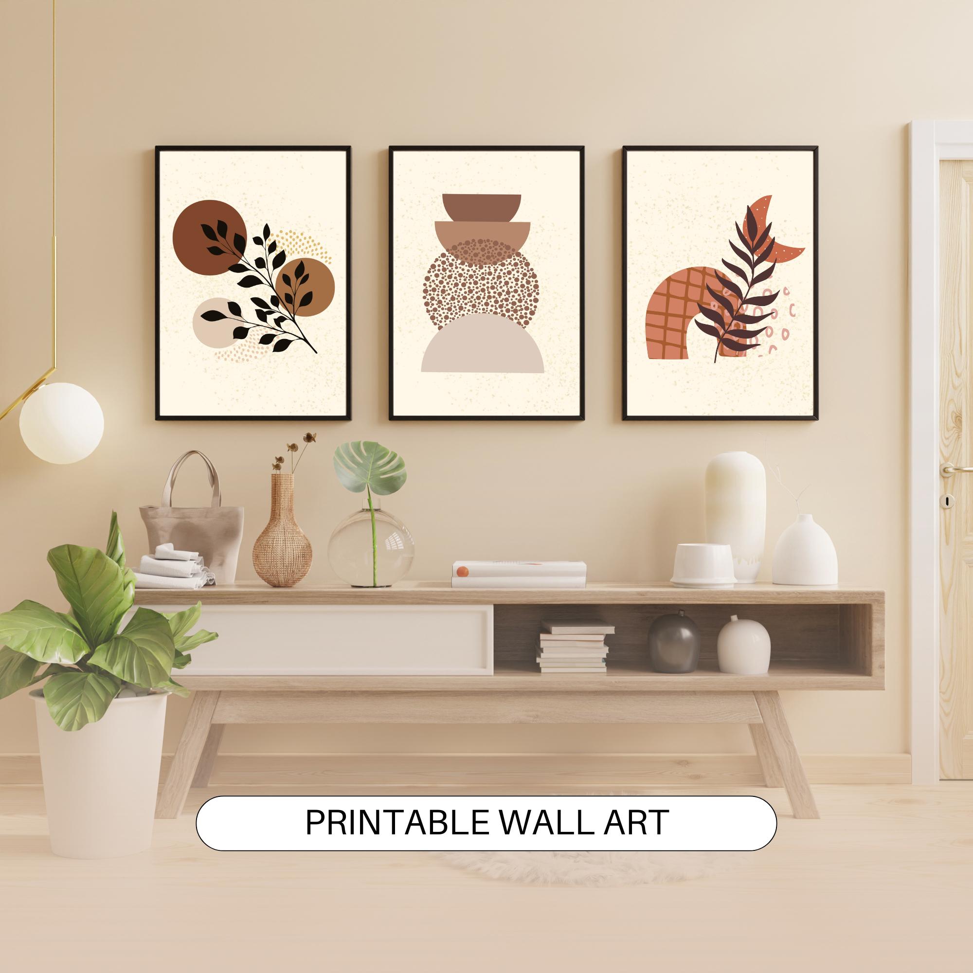 Set of 3 Abstract Boho Printable Wall Art, Beautifully Detailed Digital ...