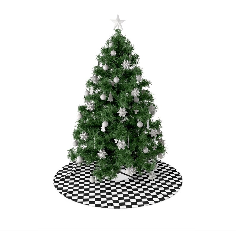 Modern Black and White Christmas Tree Skirt, Festive Holiday Décor ...