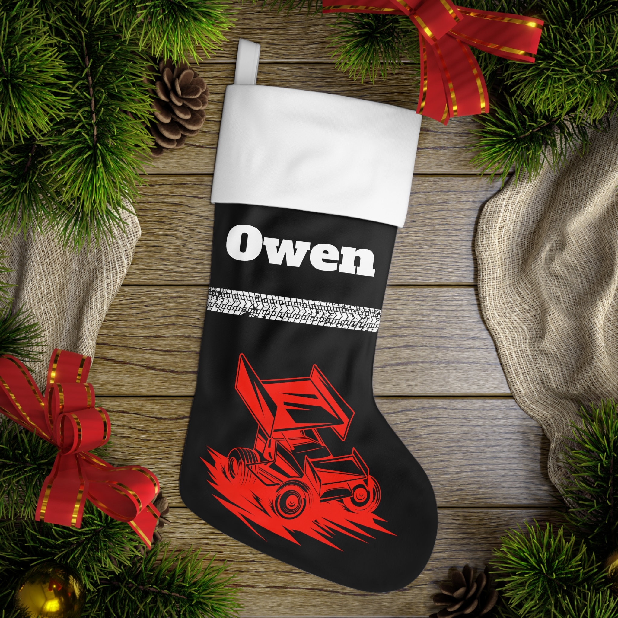 Custom Sprint Car Stocking, Racing Holiday Stockings, Racecar Christmas ...