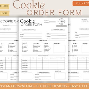 Cookie Order Form, Bakery Order Form Template, Cookie Order Form, Order ...