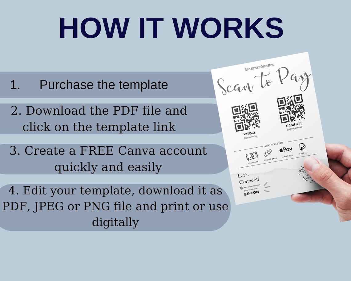 Editable QR Code Sign Thank You Scan to Pay Sign Small - Etsy