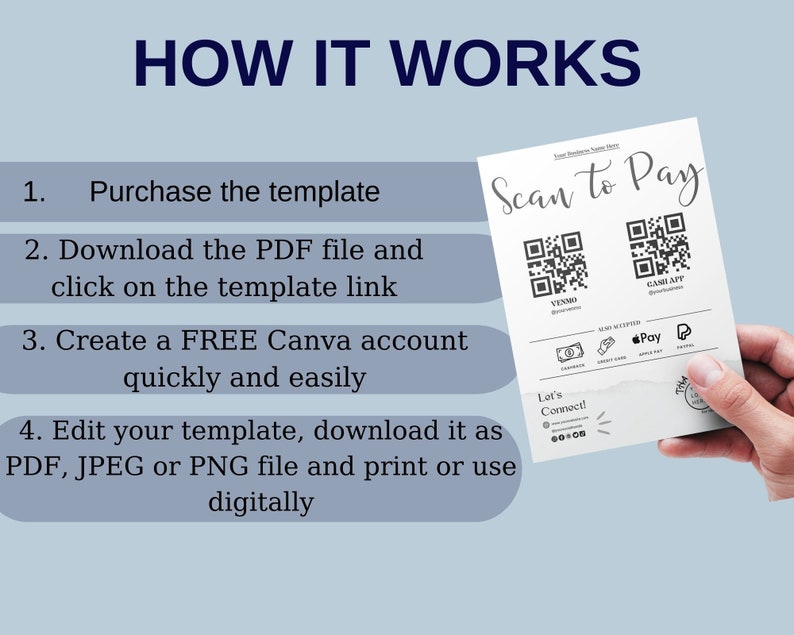 Editable QR Code Sign Thank You Scan to Pay Sign Small - Etsy