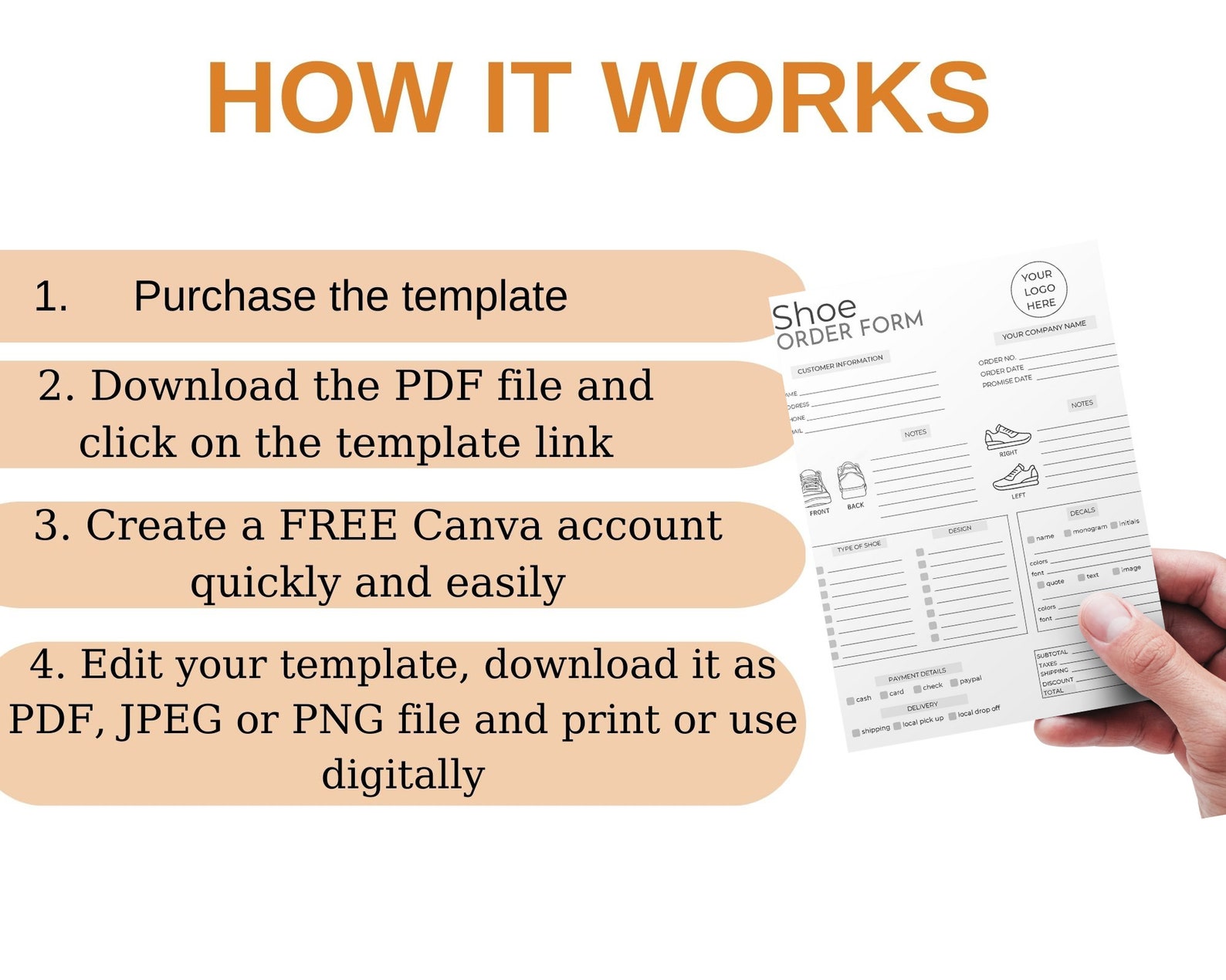 Shoe Order Form, Editable Shoe Order Form,footwear Order Form Template ...