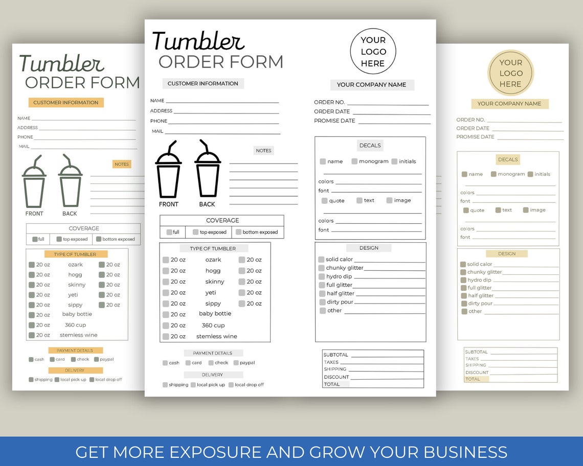 Tumbler Order Form Editable Tumbler Order Form Template - Etsy
