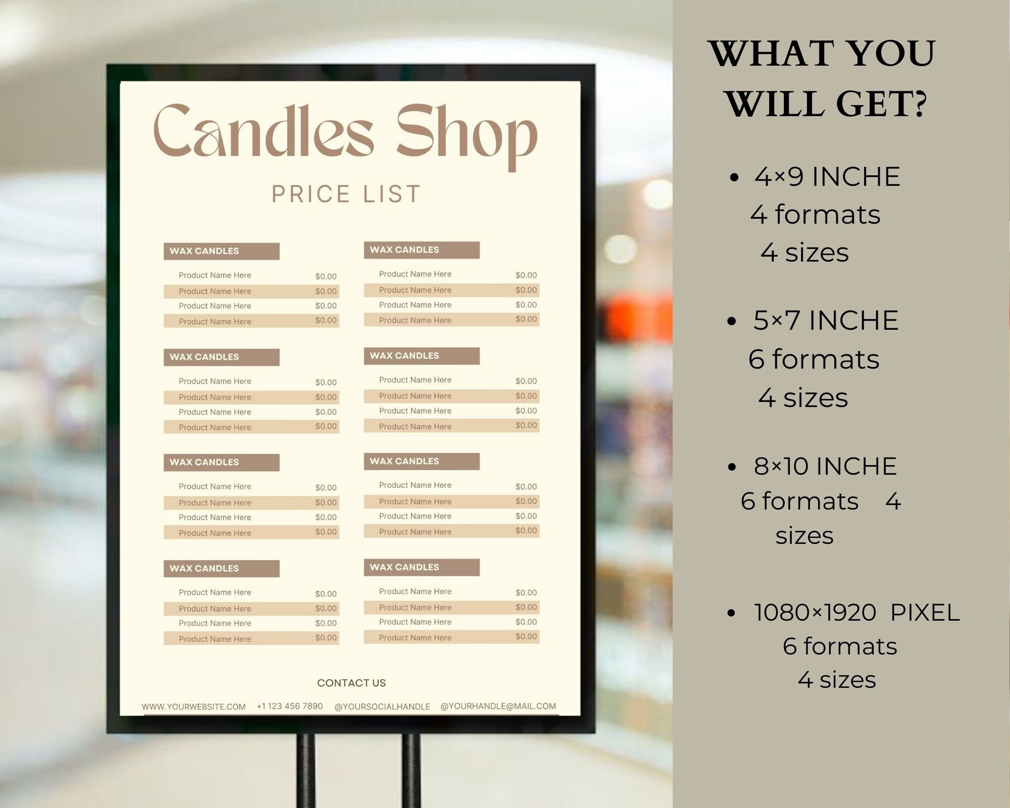 Candle Price List, Small Business Price List, Editable Candle Price ...