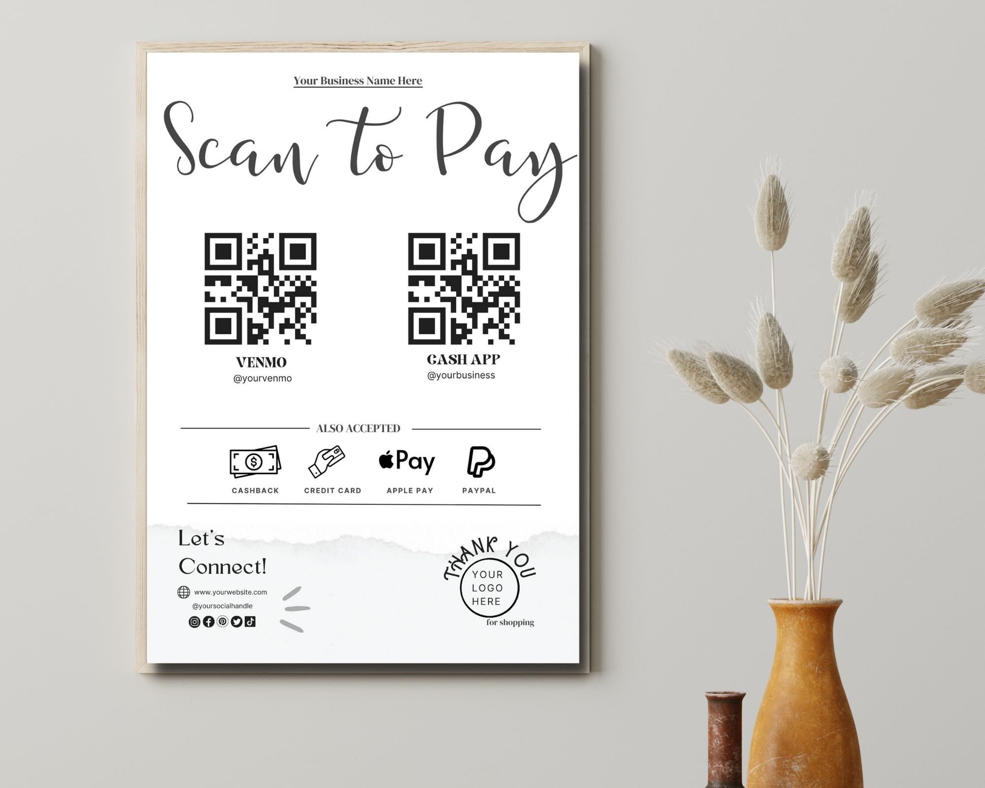 Editable QR Code Sign Thank You Scan to Pay Sign Small - Etsy