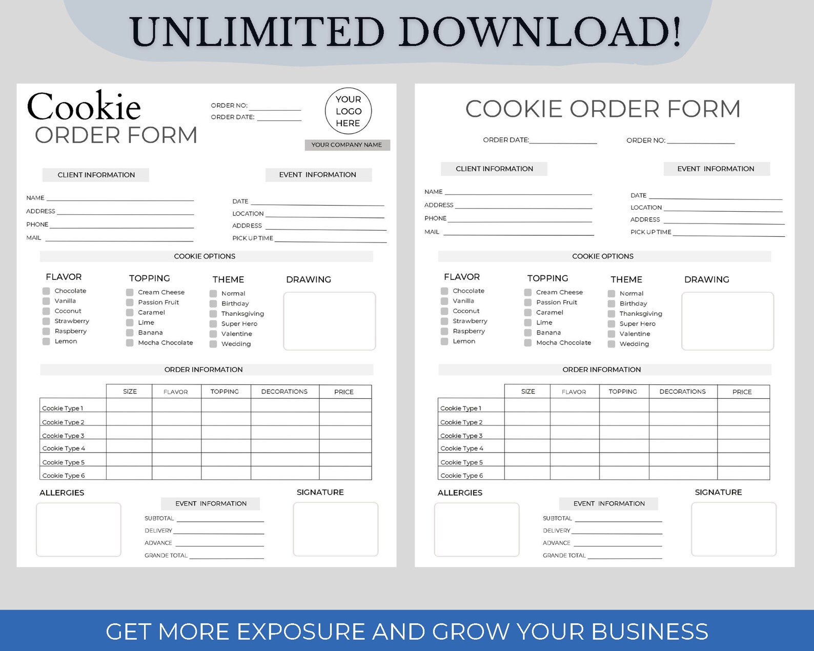 Cookie Order Form, Bakery Order Form Template, Cookie Order Form, Order ...