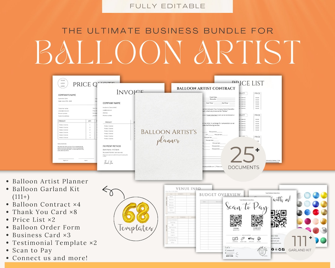 BALLOON BUSINESS BUNDLE, Balloon Starter Kit, Balloon Artist Contract ...