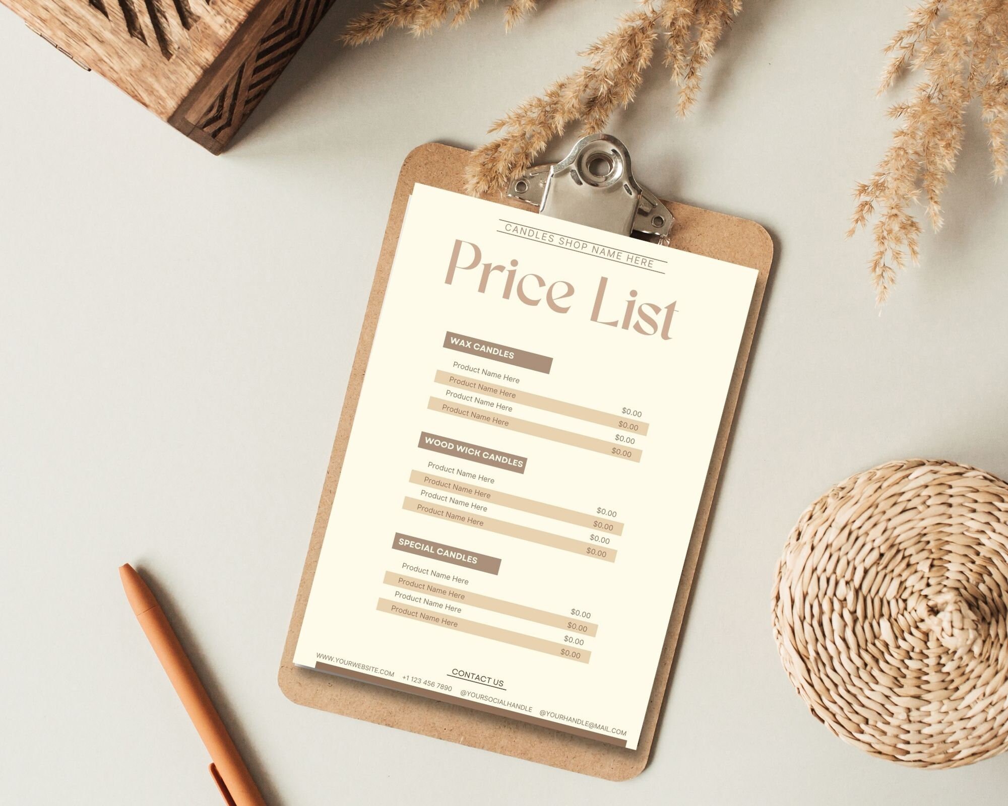 Candle Price List, Small Business Price List, Editable Candle Price ...