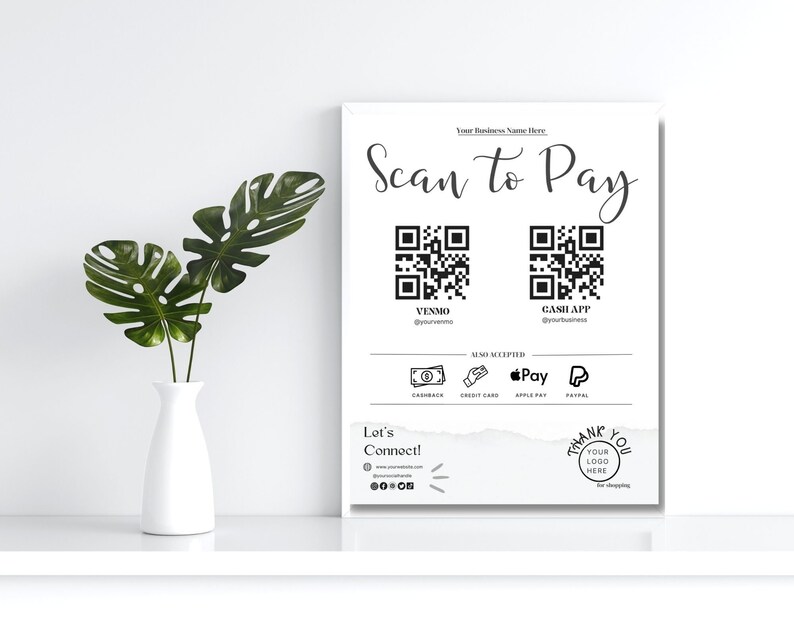 Editable QR Code Sign Thank You Scan to Pay Sign Small - Etsy