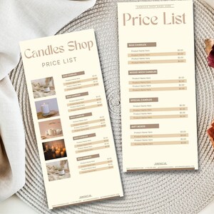 Candle Price List, Small Business Price List, Editable Candle Price ...