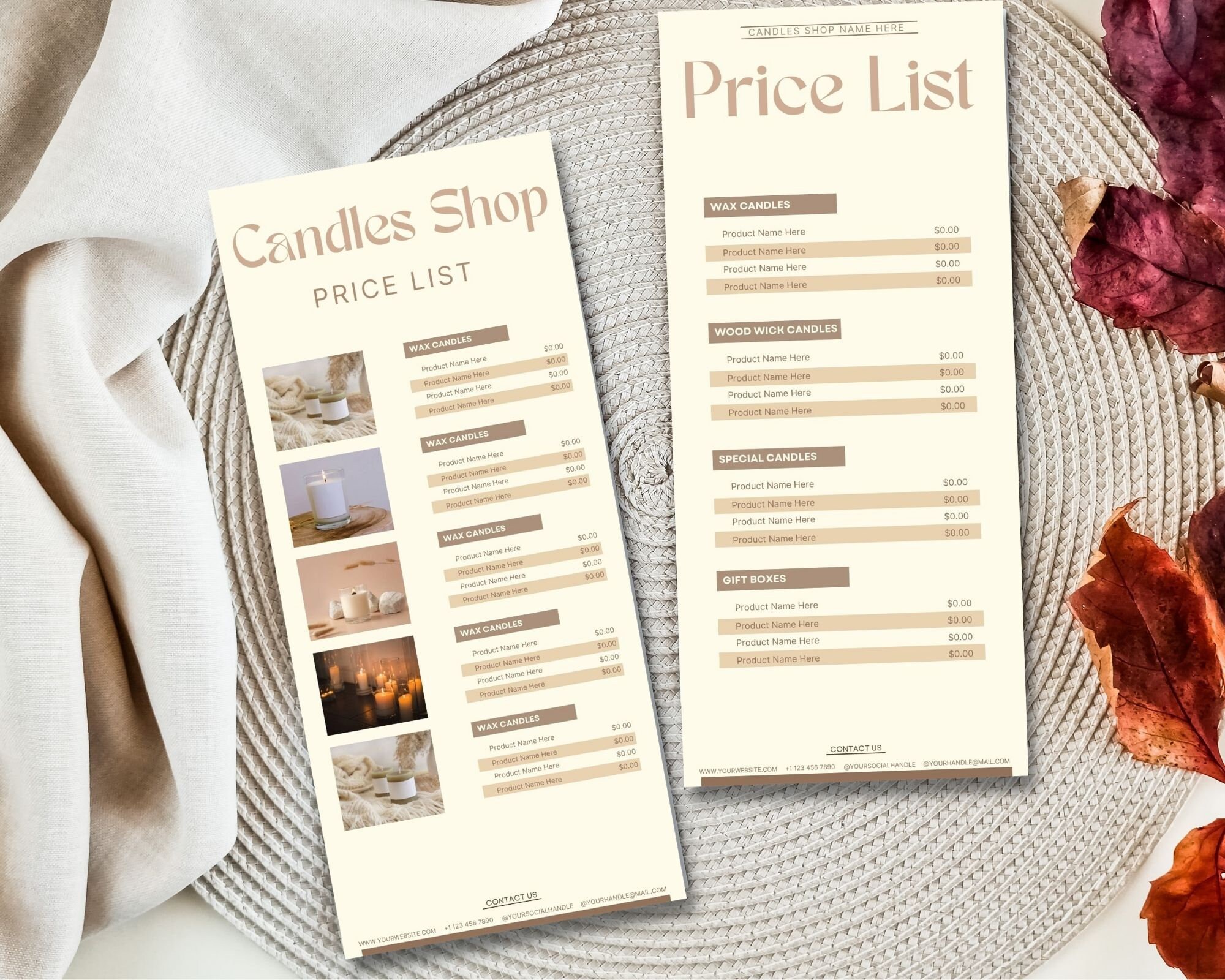 Candle Price List, Small Business Price List, Editable Candle Price ...