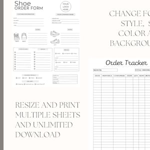Shoe Order Form, Editable Shoe Order Form,footwear Order Form Template ...
