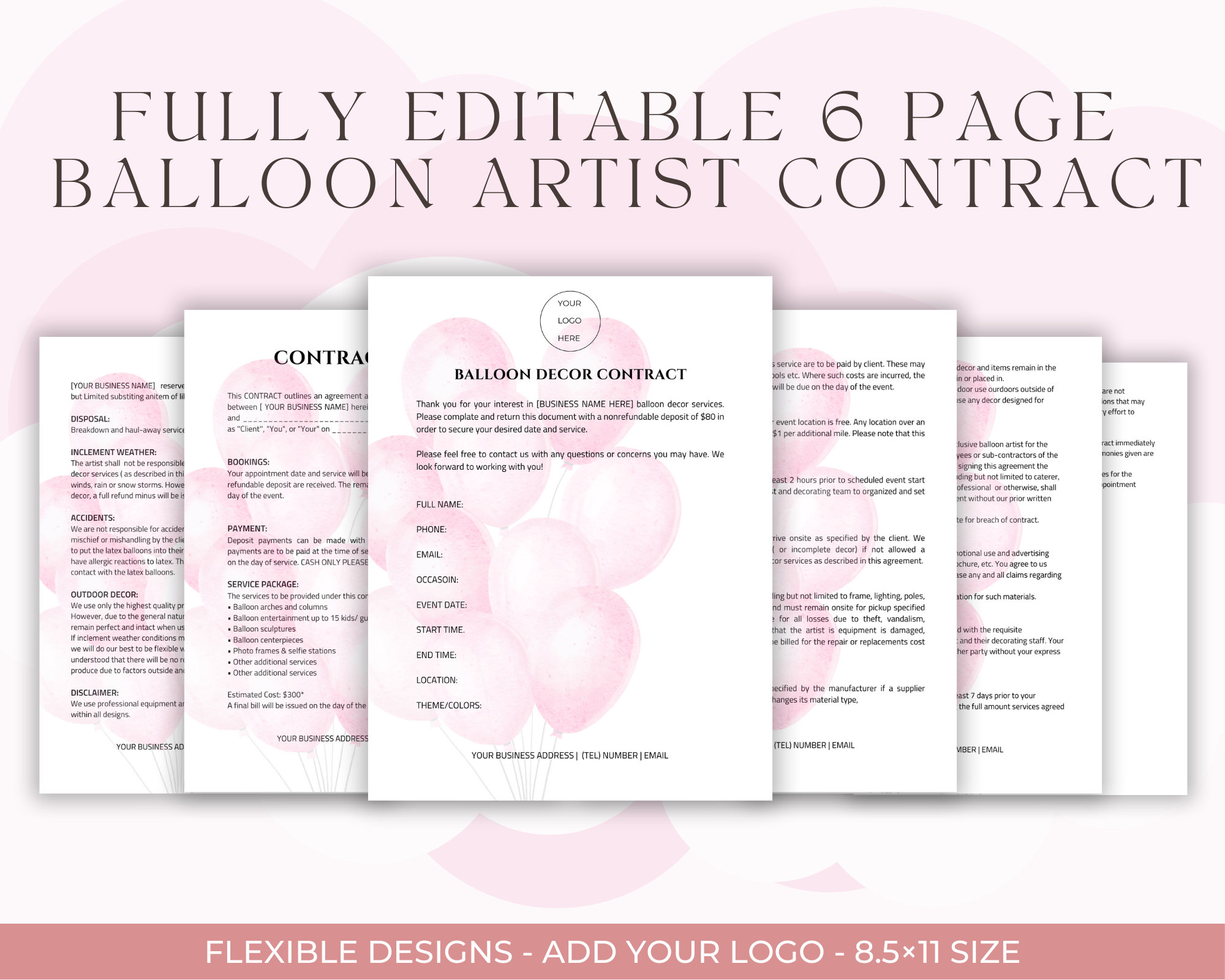 BALLOON CONTRACT, Editable Balloon Artist Contract, Balloon Business ...