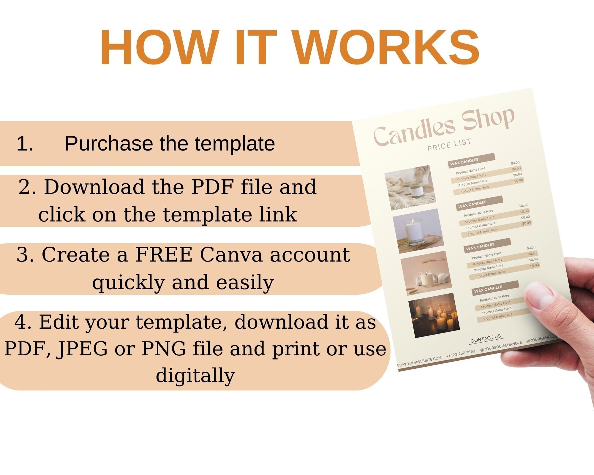 Candle Price List, Small Business Price List, Editable Candle Price ...