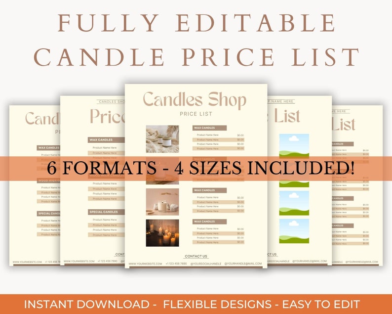 Candle Price List, Small Business Price List, Editable Candle Price ...