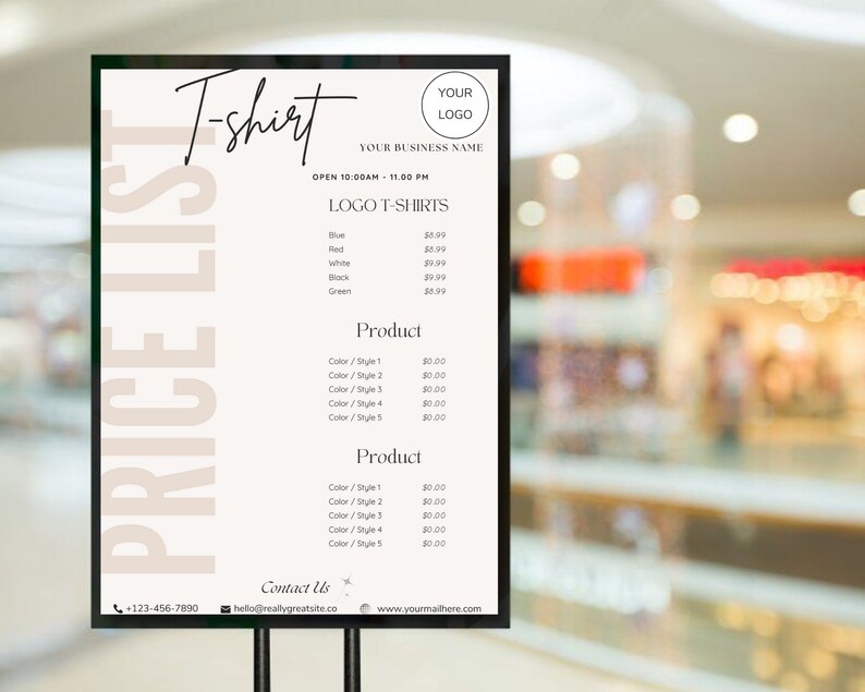 T-shirt Price List Template, Editable Business Pricing Guide (canva ...