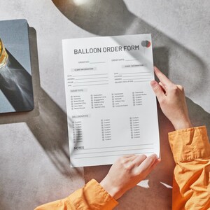 Balloon Order Form, Editable Balloon Order Form, Balloon Order Tracker ...