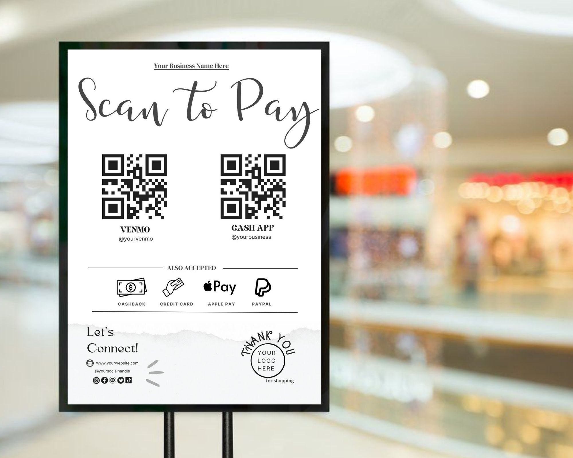 Editable QR Code Sign Thank You Scan to Pay Sign Small - Etsy