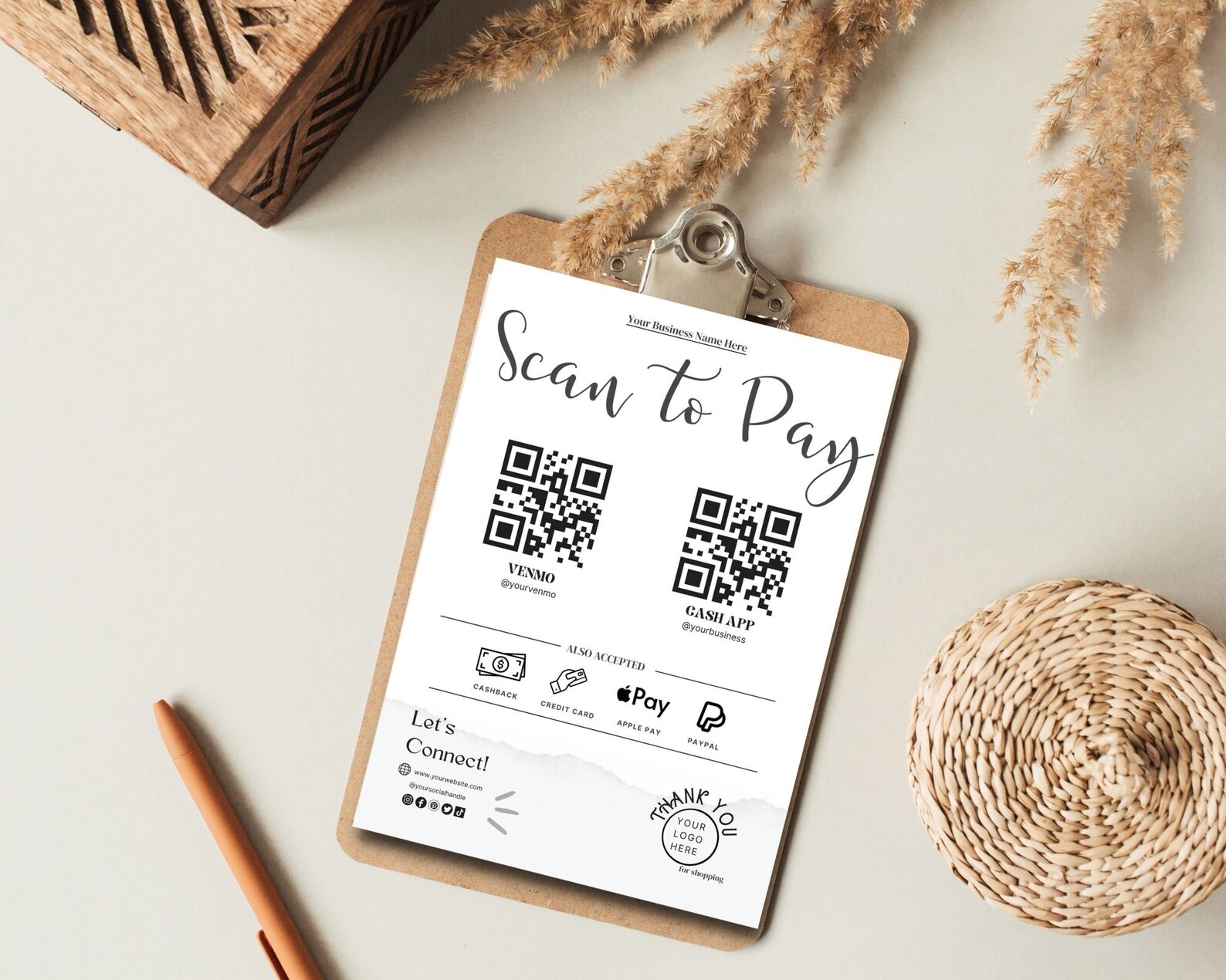 Editable QR Code Sign Thank You Scan to Pay Sign Small - Etsy