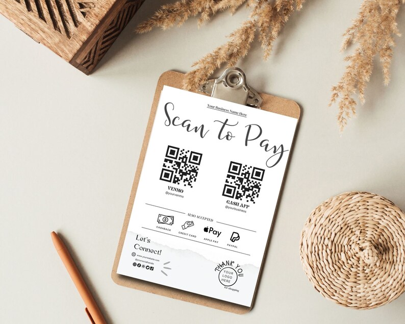 Editable QR Code Sign Thank You Scan to Pay Sign Small - Etsy