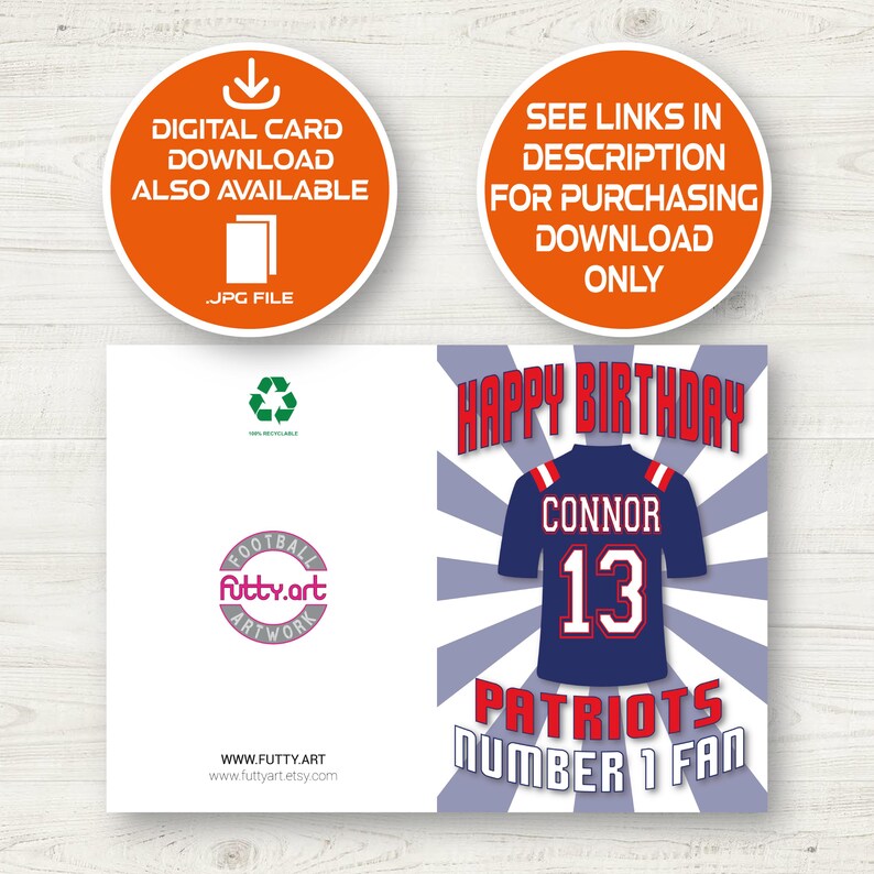 New England Patriots Personalized Patriots Birthday Card: NFL Shirt ...