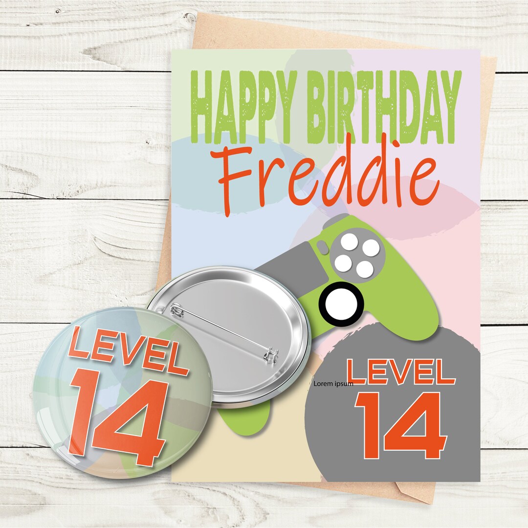 Personalized Gamer Birthday Card With Badge - A5 Textured Card - Etsy