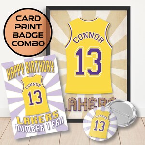 LA Lakers Basketball Shirt Age and Name Personalised Birthday Card ...