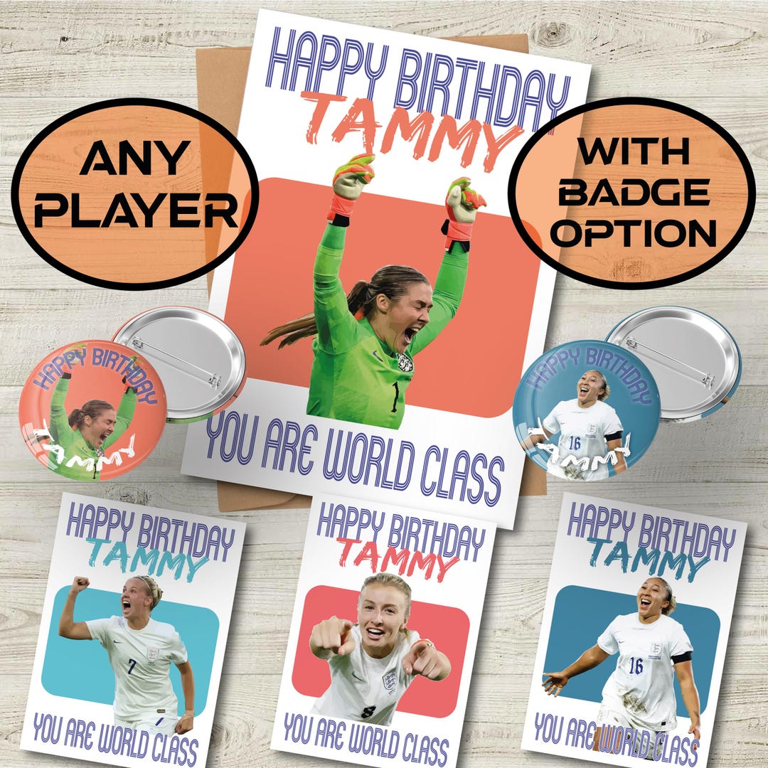 Personalized Football Player Birthday Card - England Lionesses - With ...