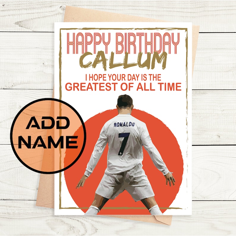 Personalized Cristiano Ronaldo Birthday Card: A5 Textured Card - Etsy